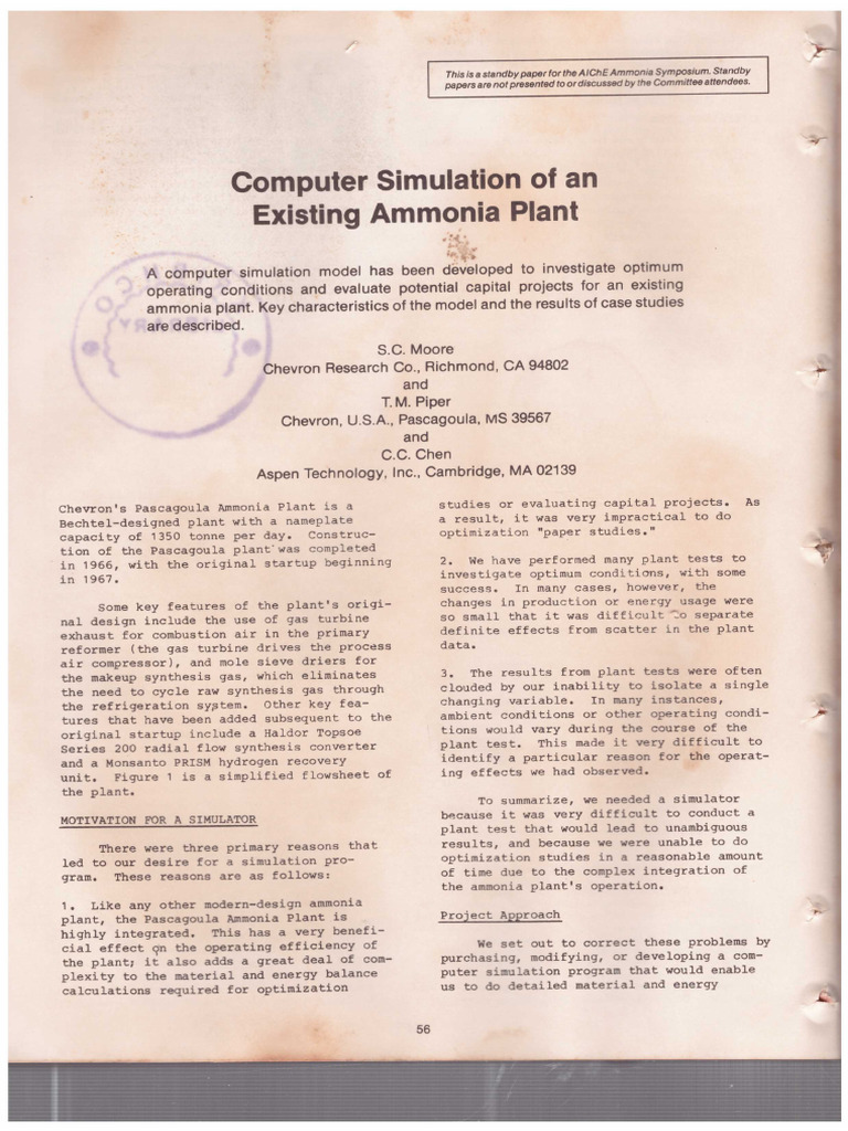 11 Computer Simulation of An Existing NH3 Plant | PDF