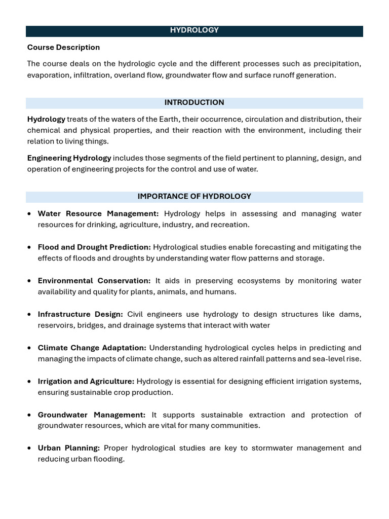 Hydrology Intro and Weather | PDF | Hydrology | Earth