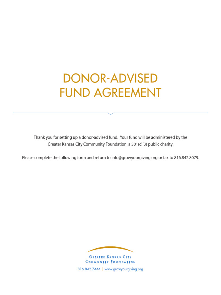 Donor-Advised Fund Agreement Form | PDF | Economies | Business