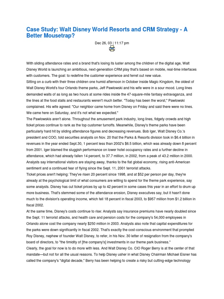 Case Study - Disney | PDF | Hotel And Accommodation | Science