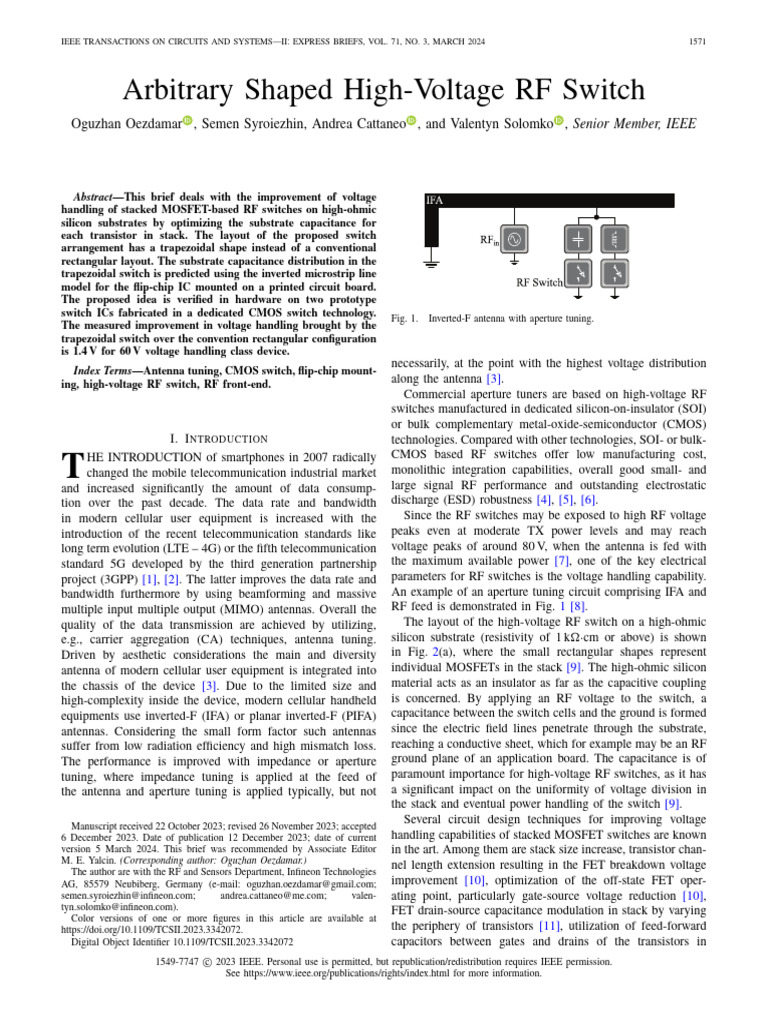 Arbitrary Shaped High-Voltage RF Switch | PDF | Field Effect Transistor ...