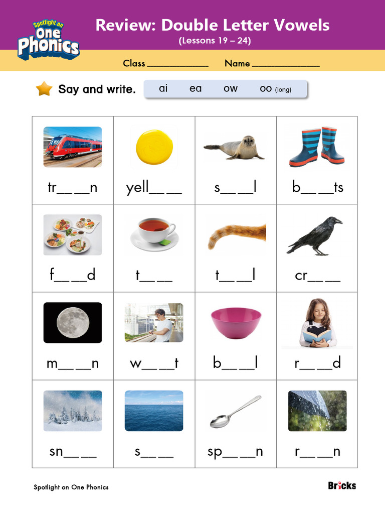 Spotlight on One Phonics_Review_Double Letter Vowels | PDF | Phonics ...