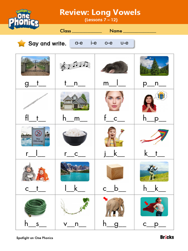 Spotlight On One Phonics - Review - Long Vowels | PDF