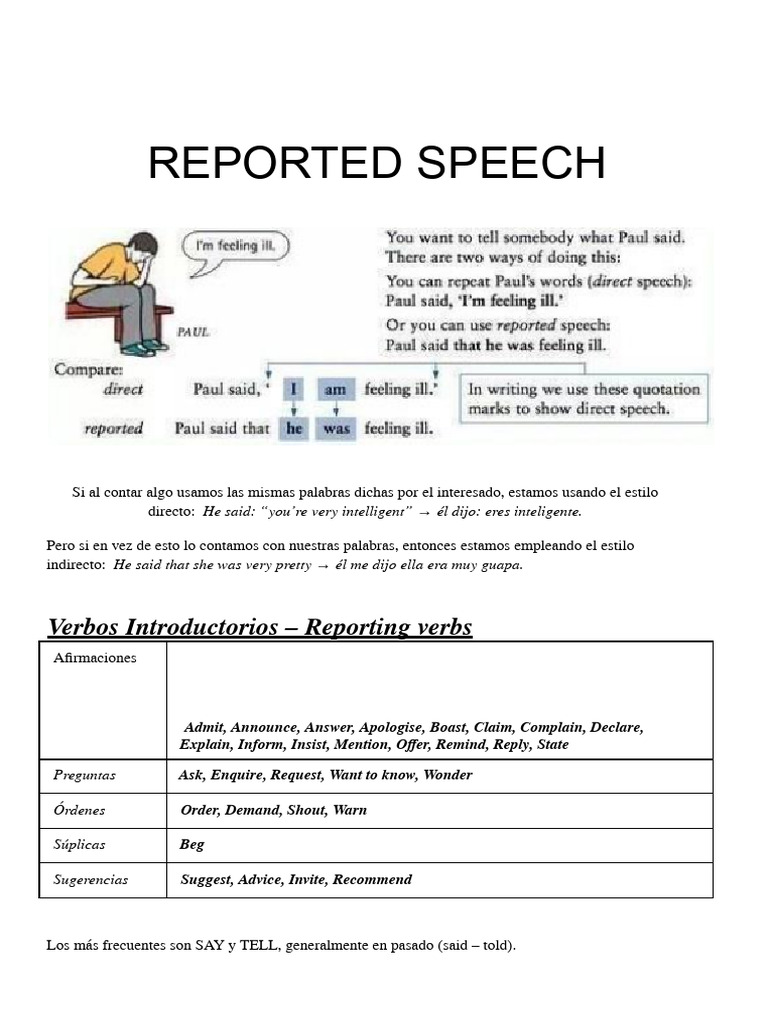 Reported S. Theory ( Spanish) | PDF | Verbo | Oración (Lingüística)