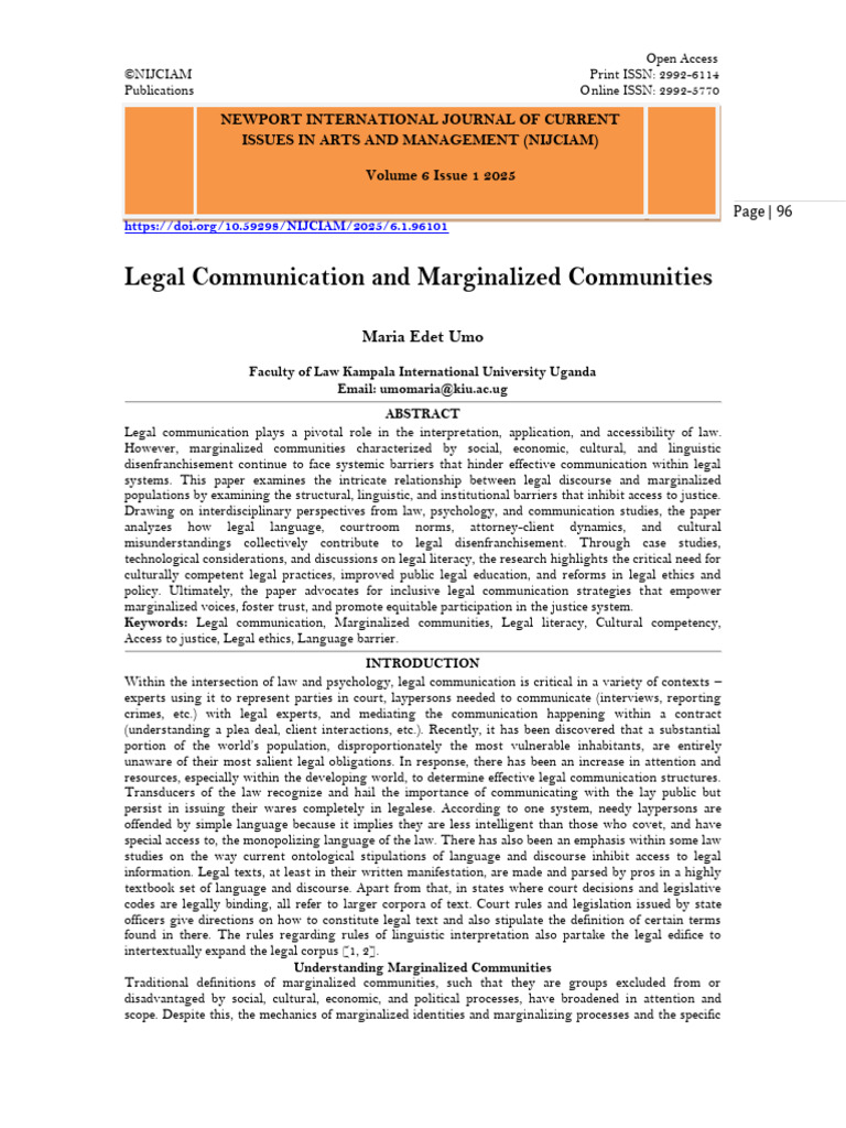 Legal Communication and Marginalized Communities (WWW - Kiu.ac - Ug ...