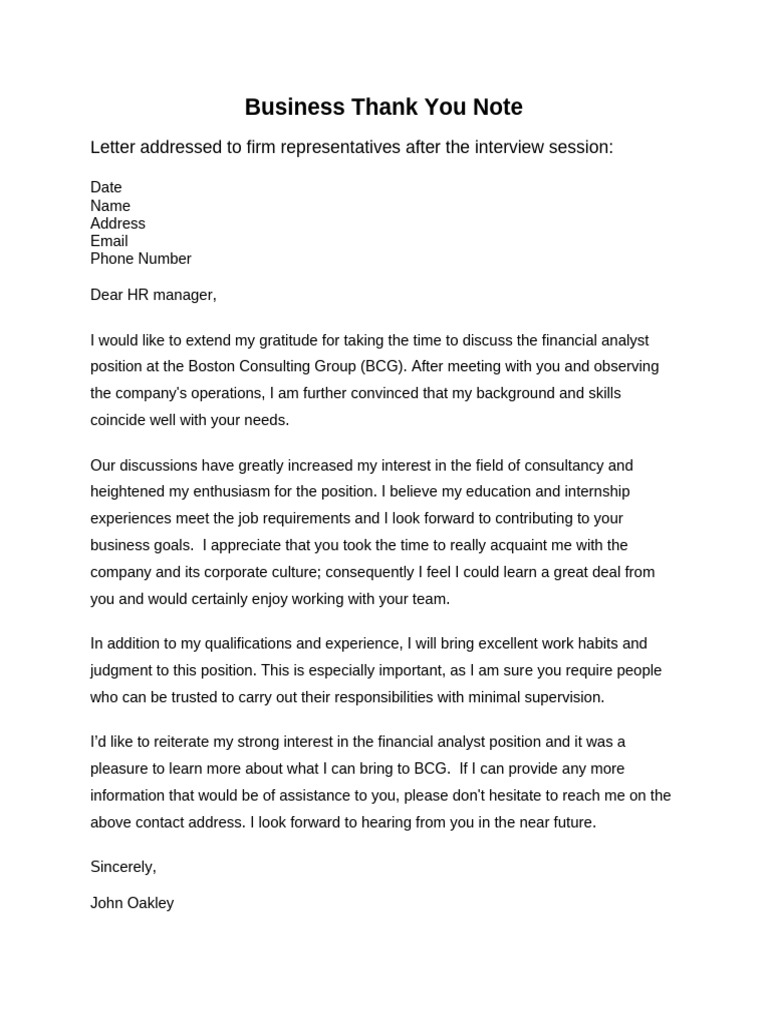 Business Thank You Note Template | PDF