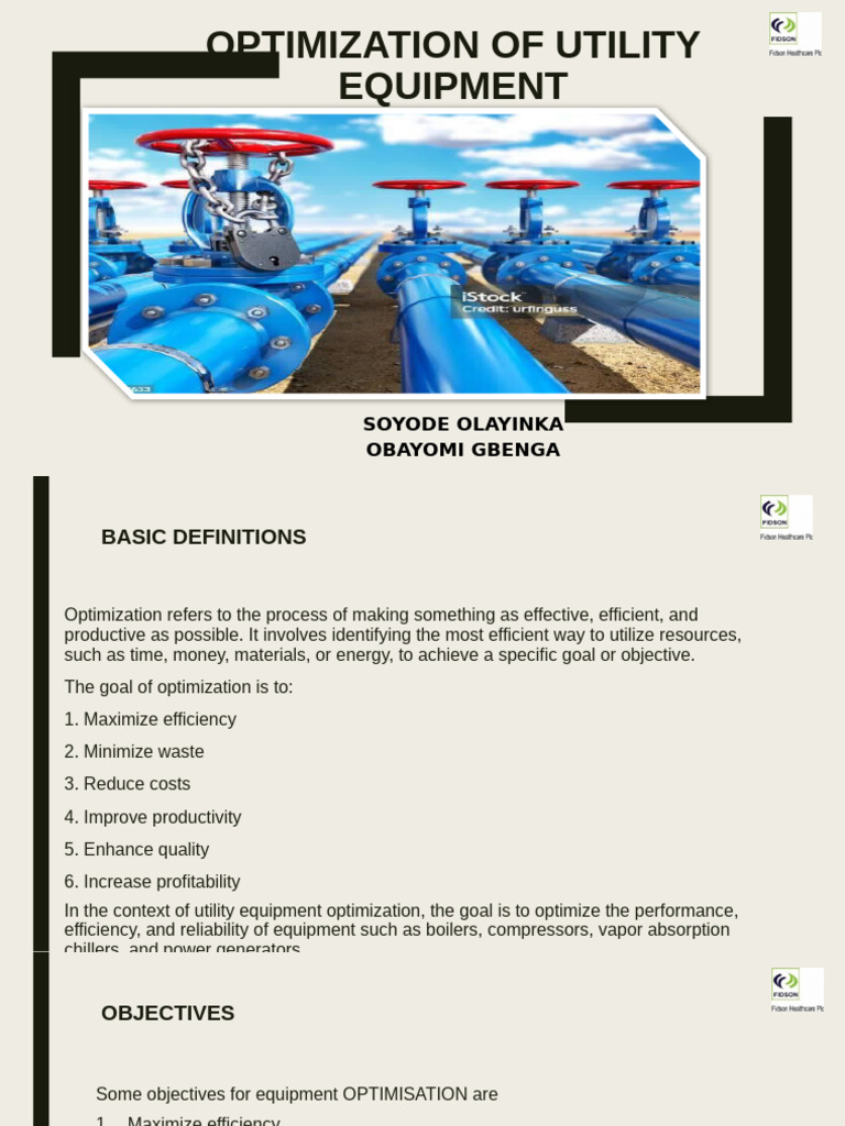 Optimisation of Utility Equipment | PDF | Energy Conservation | Waste