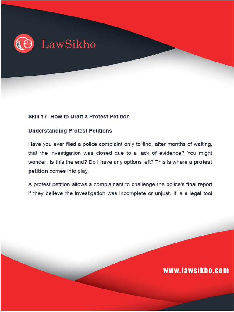 Filing a Protest Petition Under BNSS | PDF | Complaint | Police