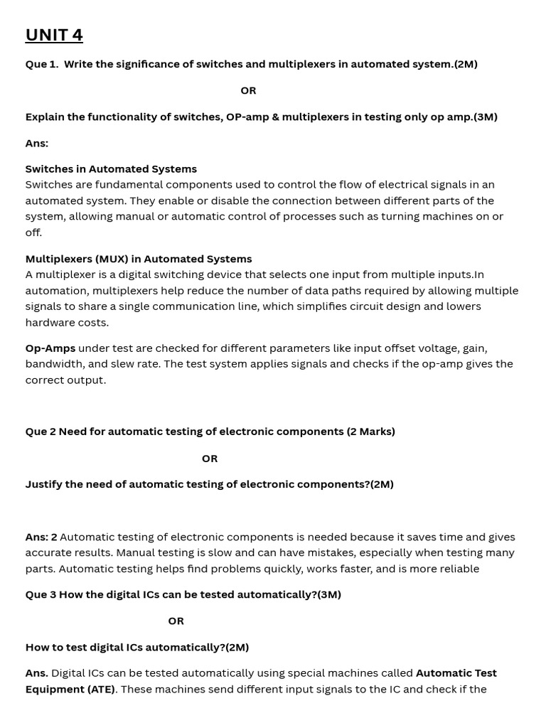 Write The Significance of Switches and Multiplexers in Automated System ...