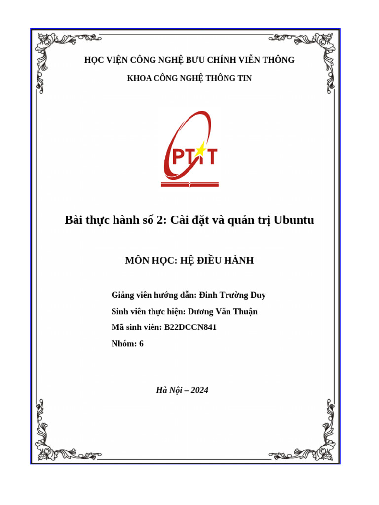 DuongVanThuan B22DCCN841 Bai2 | PDF