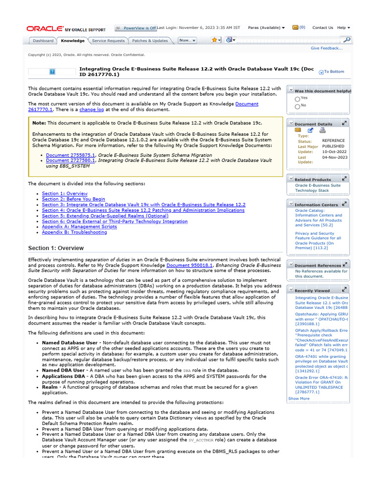 19c DBV Ebs 12.2 | PDF | Databases | Database Schema