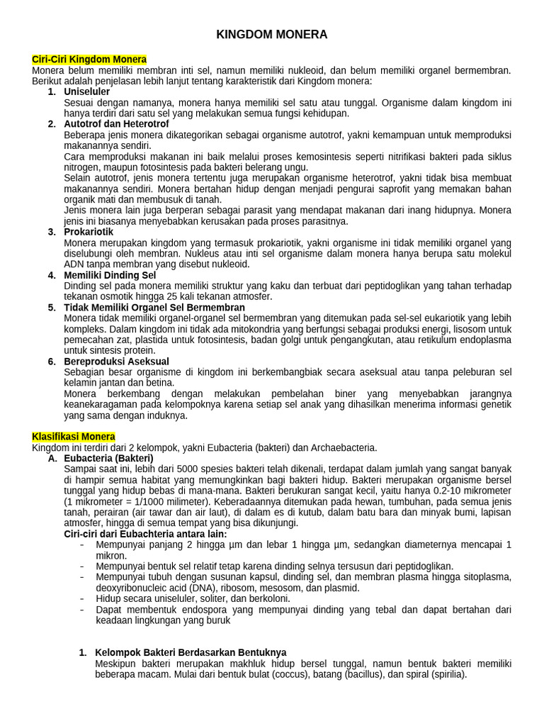 Kingdom Monera | PDF