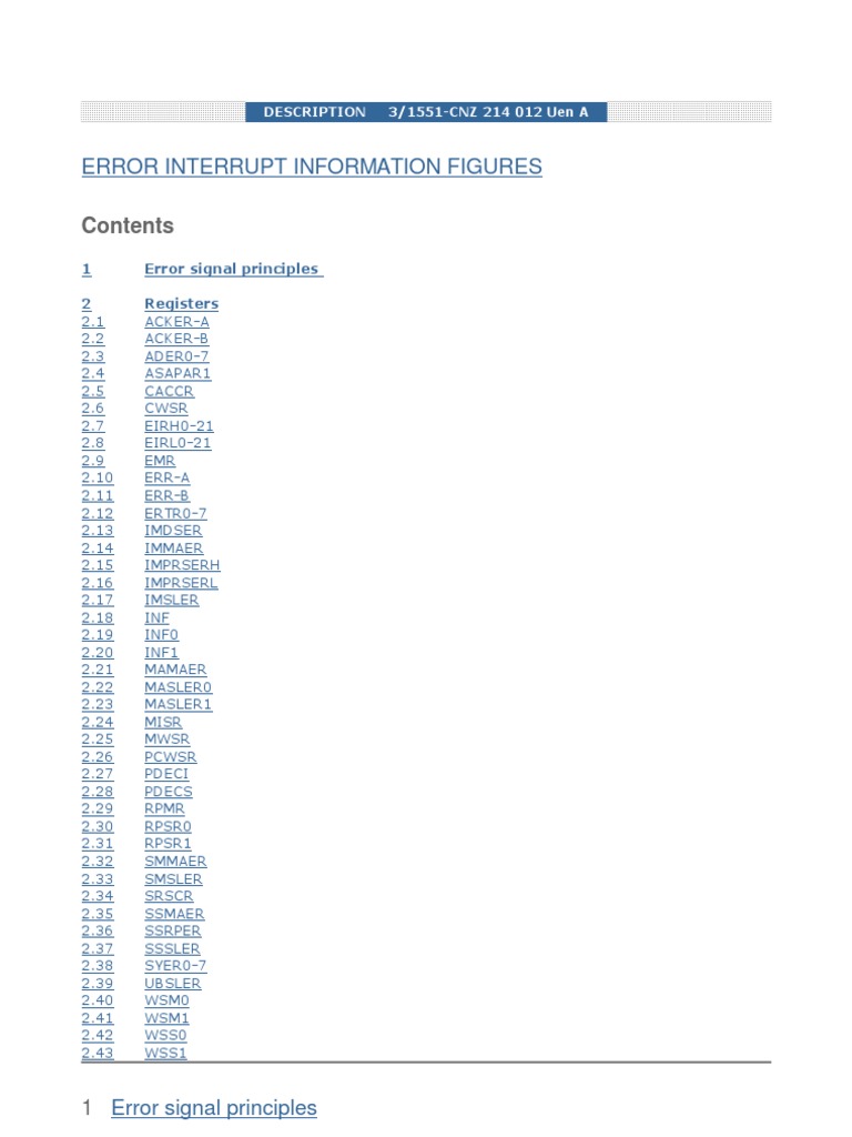 Error Interrupt Information Figures: 1 Error Signal Principles 2 ...