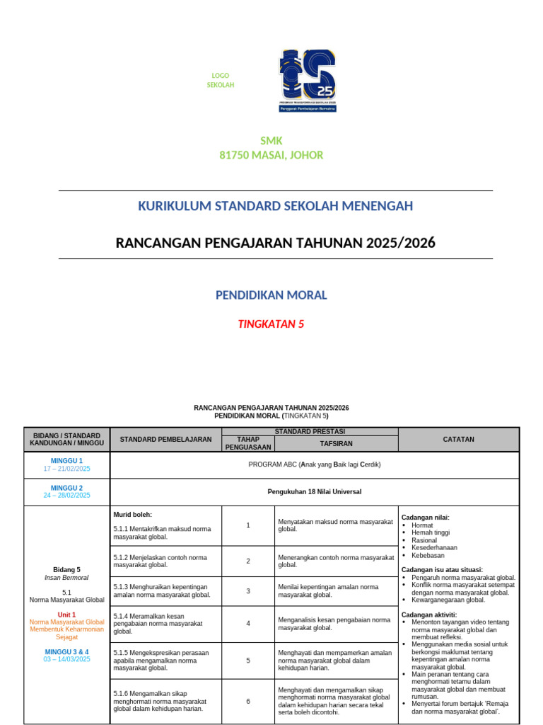 RPT 2025 - T5 (Pend. Moral) | PDF