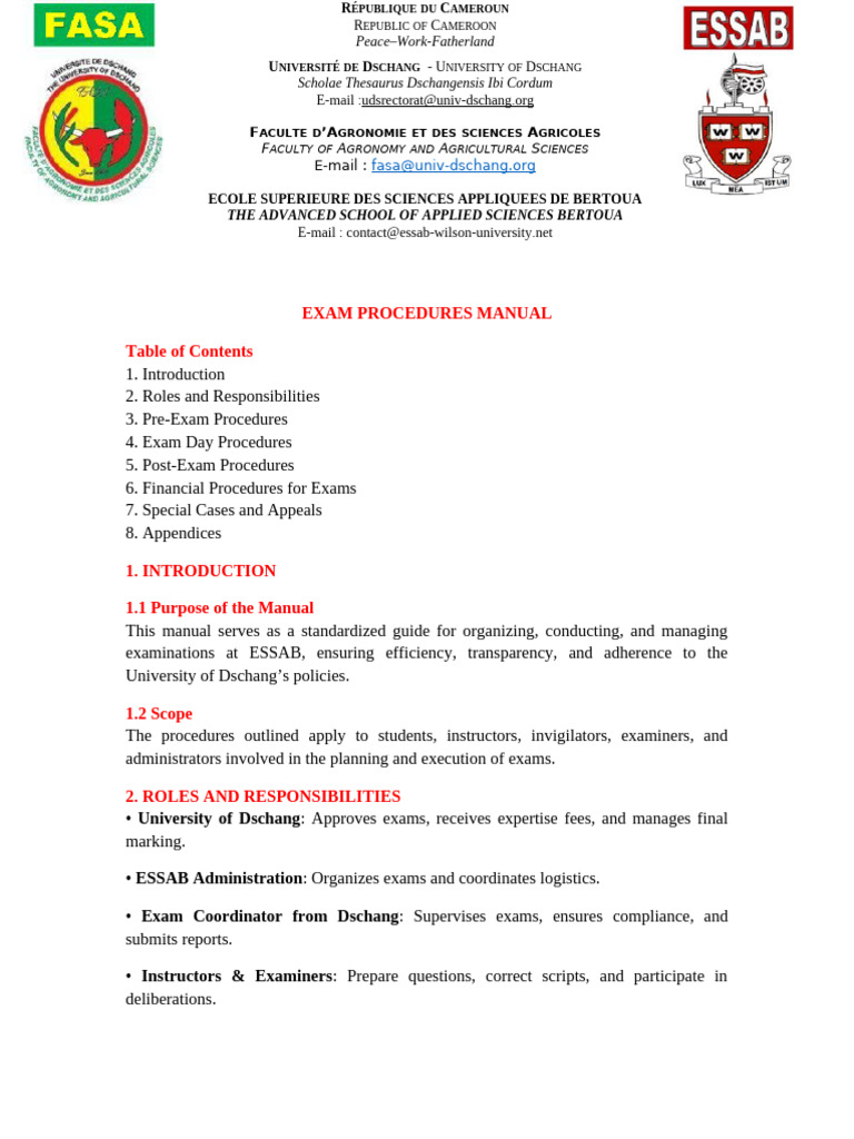 ESSAB ExamProcedures Manual | PDF