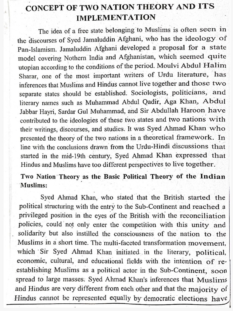 Two Nation Theory | PDF