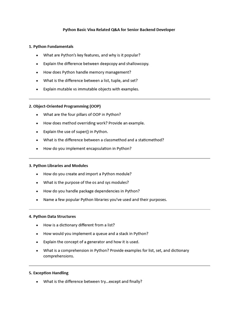 Python Basic Viva Related Q&A | PDF | Object Oriented Programming ...