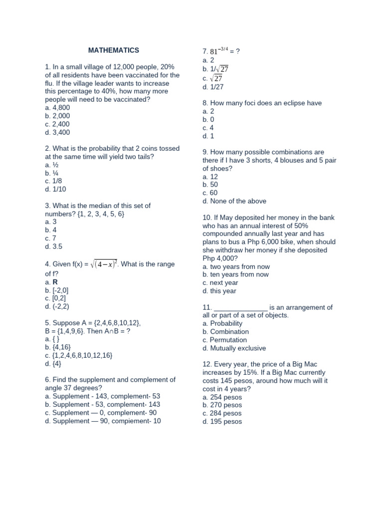 Cet Review Math With Ans | PDF | Angle | Geometry