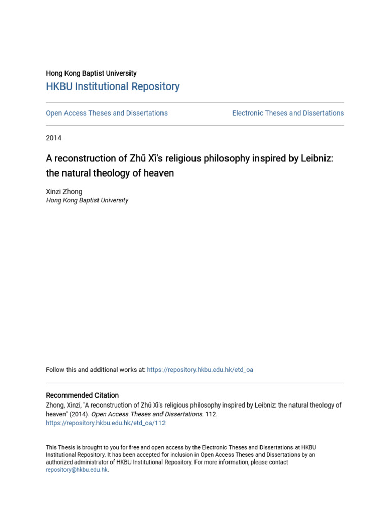 A Reconstruction of Zhu - Xi - S Religious Philosophy Inspired by L ...