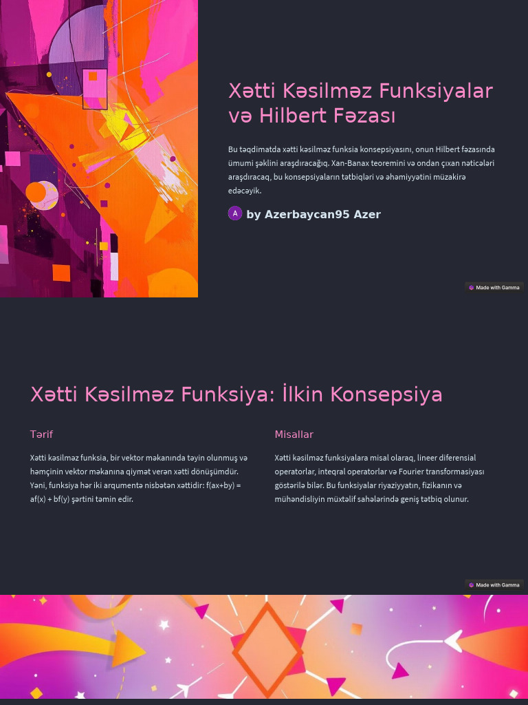 Xetti Kesilmez Funksiyalar Ve Hilbert Fezasi | PDF