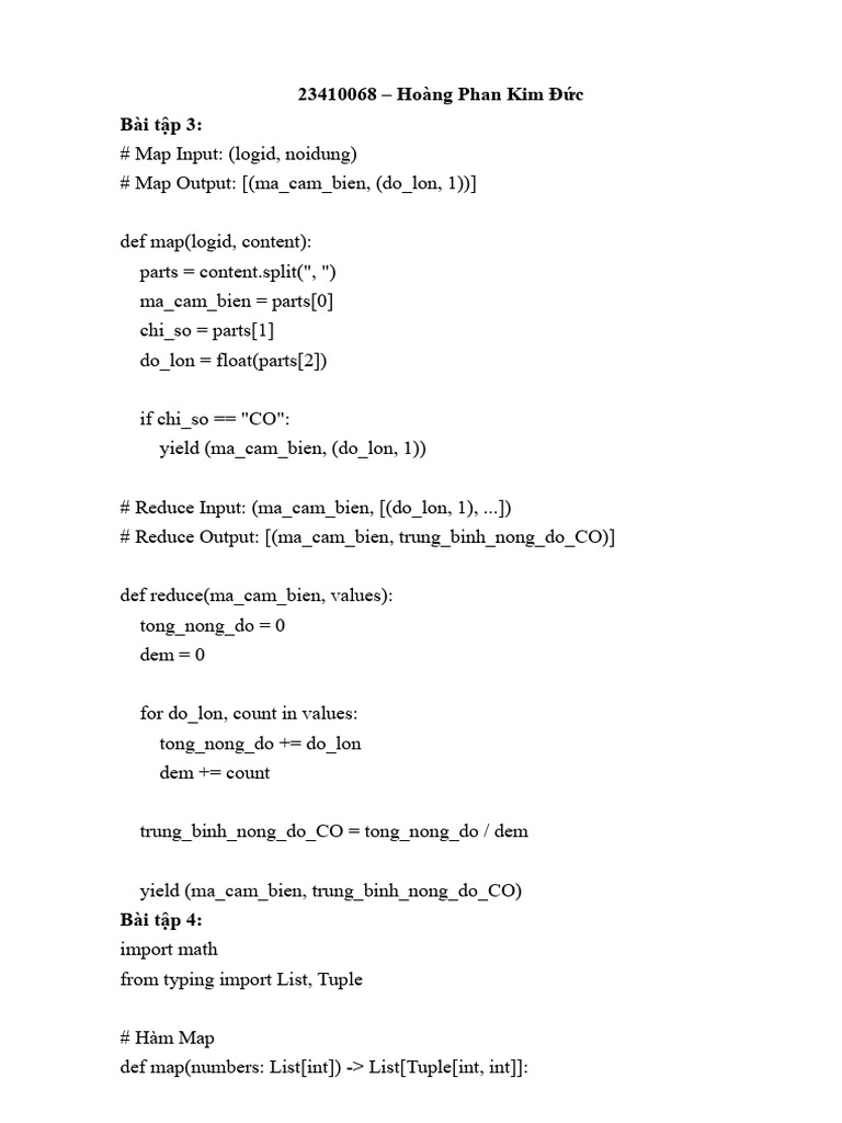 Bài tập mô hình MapReduce. | PDF