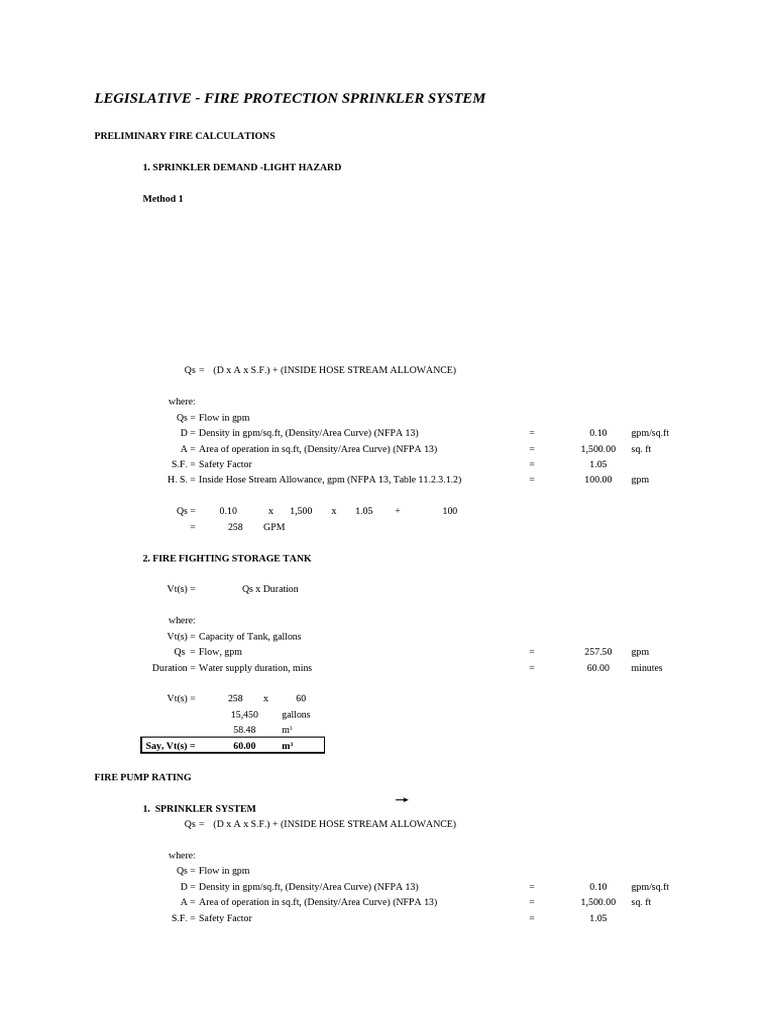 Tanks and Pumps Sizing Calculation - Convention Project - 01.19.24 ...