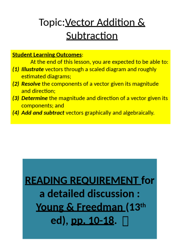 2. Module 1_Reading Material_Vectors_describing, Adding, Subtracting | PDF | Euclidean Vector ...