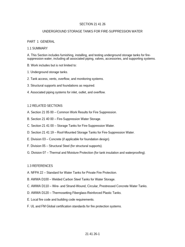 Underground Fire-Suppression Tanks Guide | PDF | Valve | Concrete