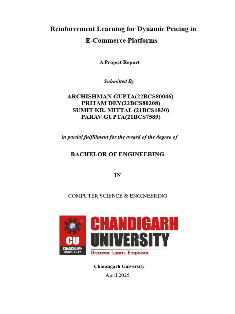 RL-Dynamic Pricing E-Com Report | PDF | Pricing | Machine Learning