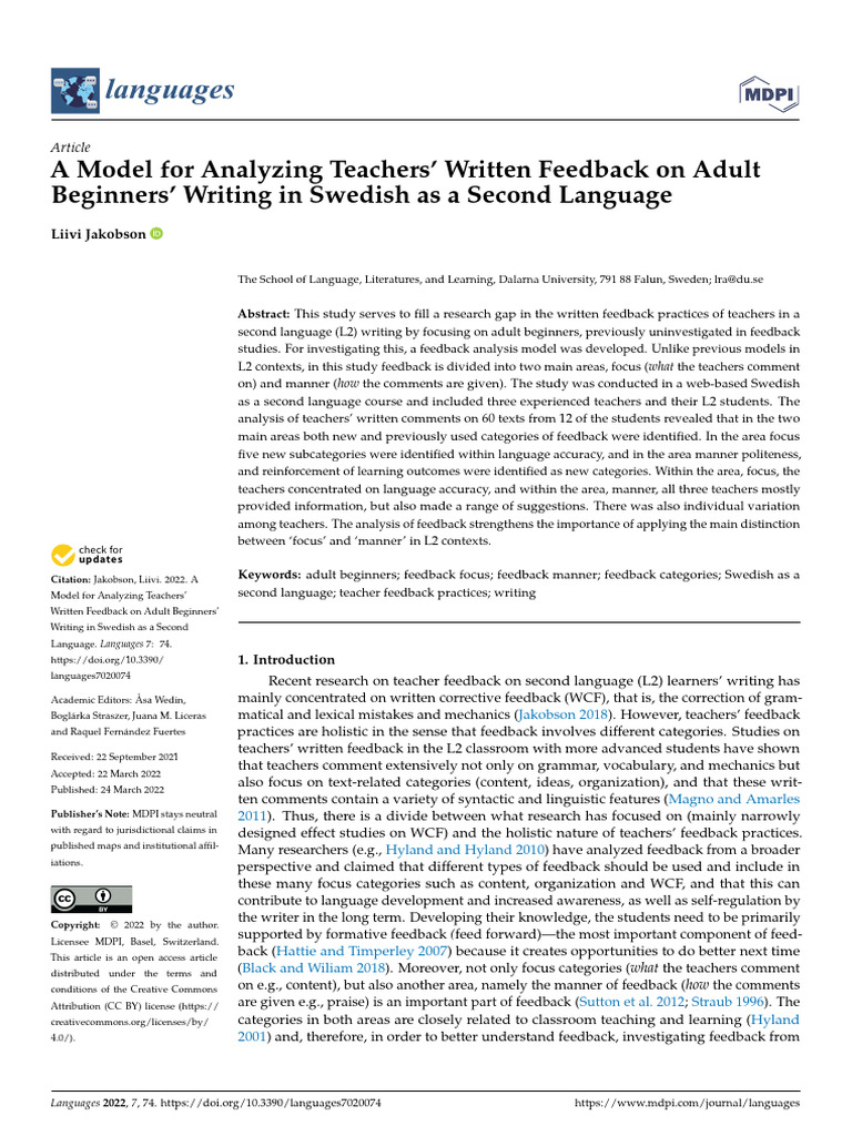 A Model For Analyzing Teachers | PDF | Linguistics | Second Language