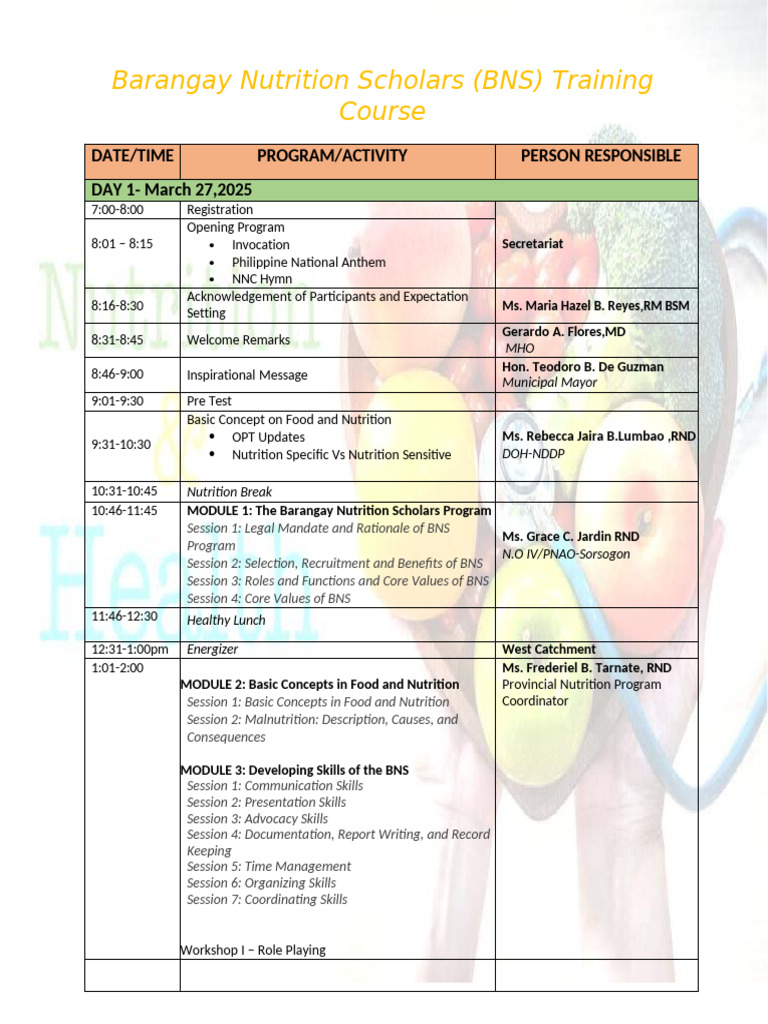 REVISED BNS Course Program | PDF