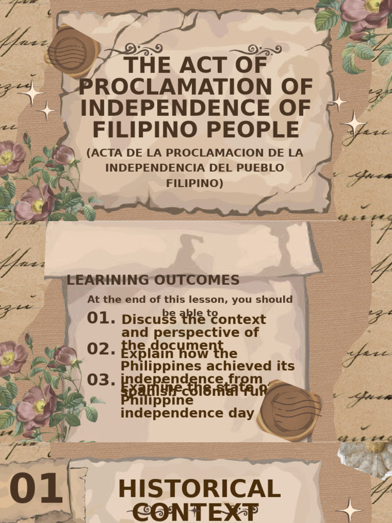 Lesson 6 The Act of Proclamation of Independence of Filipino People ...