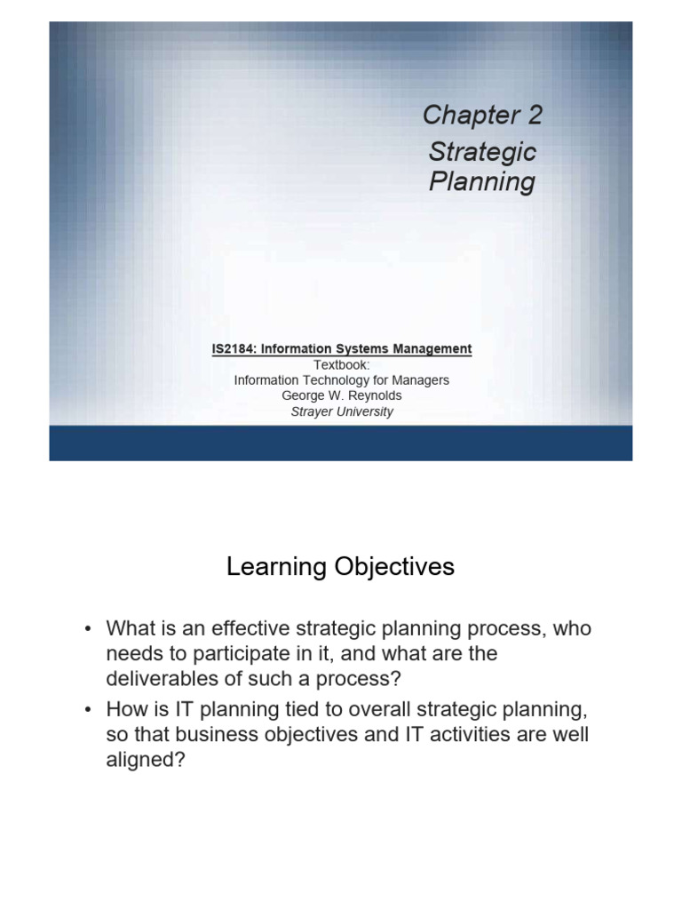 Chapter 2 - Strategic Planning | PDF | Goal | Strategic Planning
