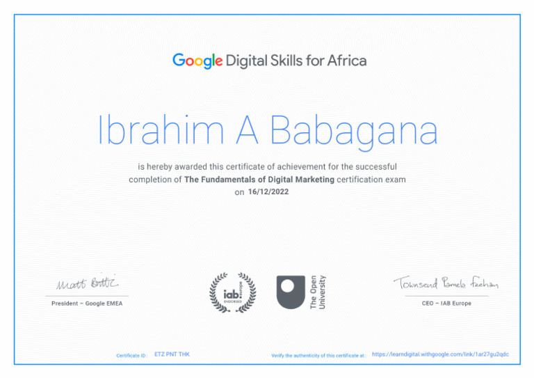 NITDA Certificate | PDF