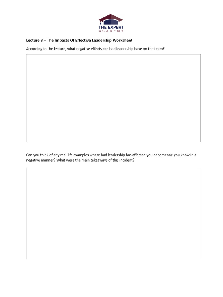 L3_The_Impacts_Of_Effective_Leadership_Worksheet | PDF