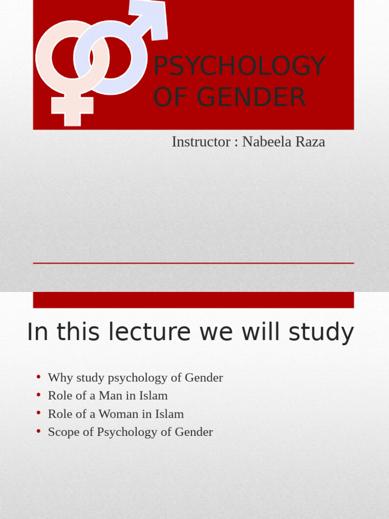 Lecture 1 Gender Psychology | PDF | Gender | Gender Studies