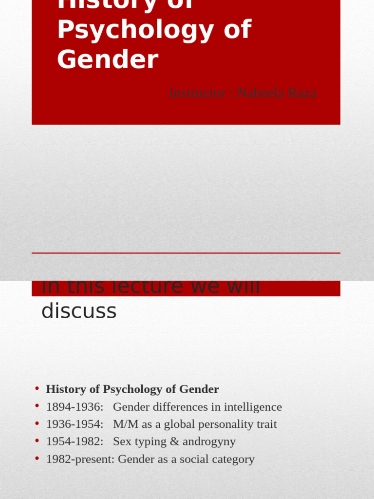 Lecture 2 Gender Psychology | PDF | Gender | Gender Studies