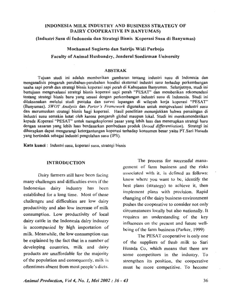Indonesia Milk Industry and Business Strategy of D | PDF