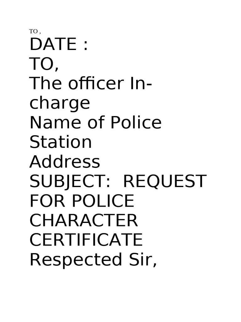 Application To Commisioner Police Verification | PDF