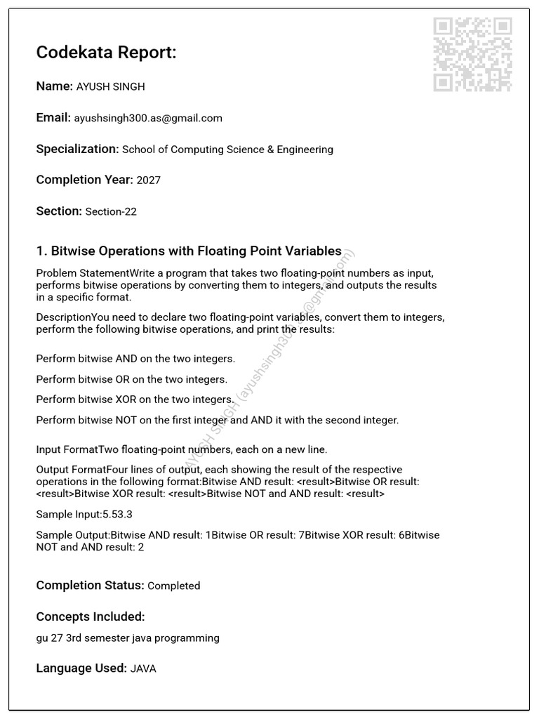 Codekata-Report-1736530889644 | PDF | Area | Integer (Computer Science)