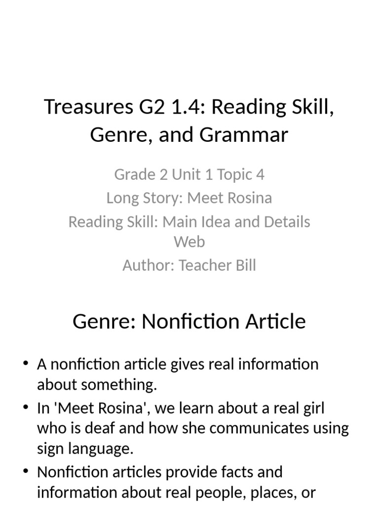 Main Idea and Details: Meet Rosina | PDF | Sign Language | Applied ...