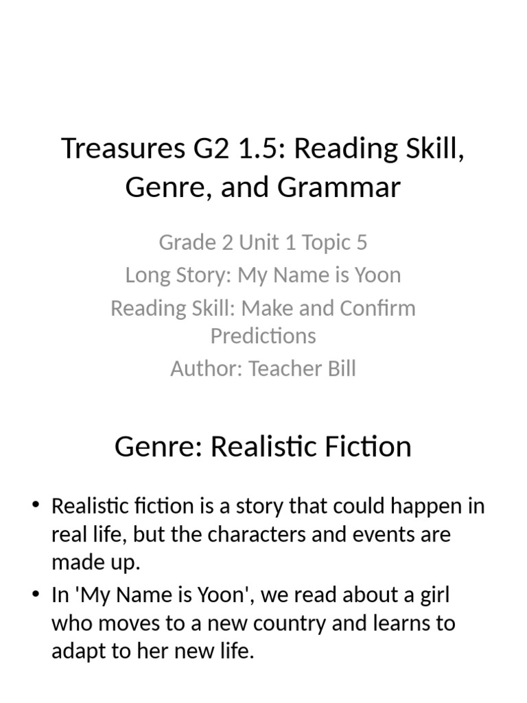 Treasures G2 1.5 Reading Genre Grammar Presentation | PDF | Language Families | Languages