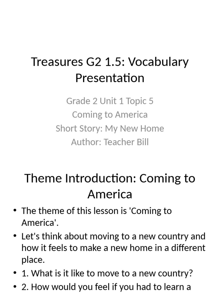 Treasures G2 1.5 Vocabulary Presentation | PDF