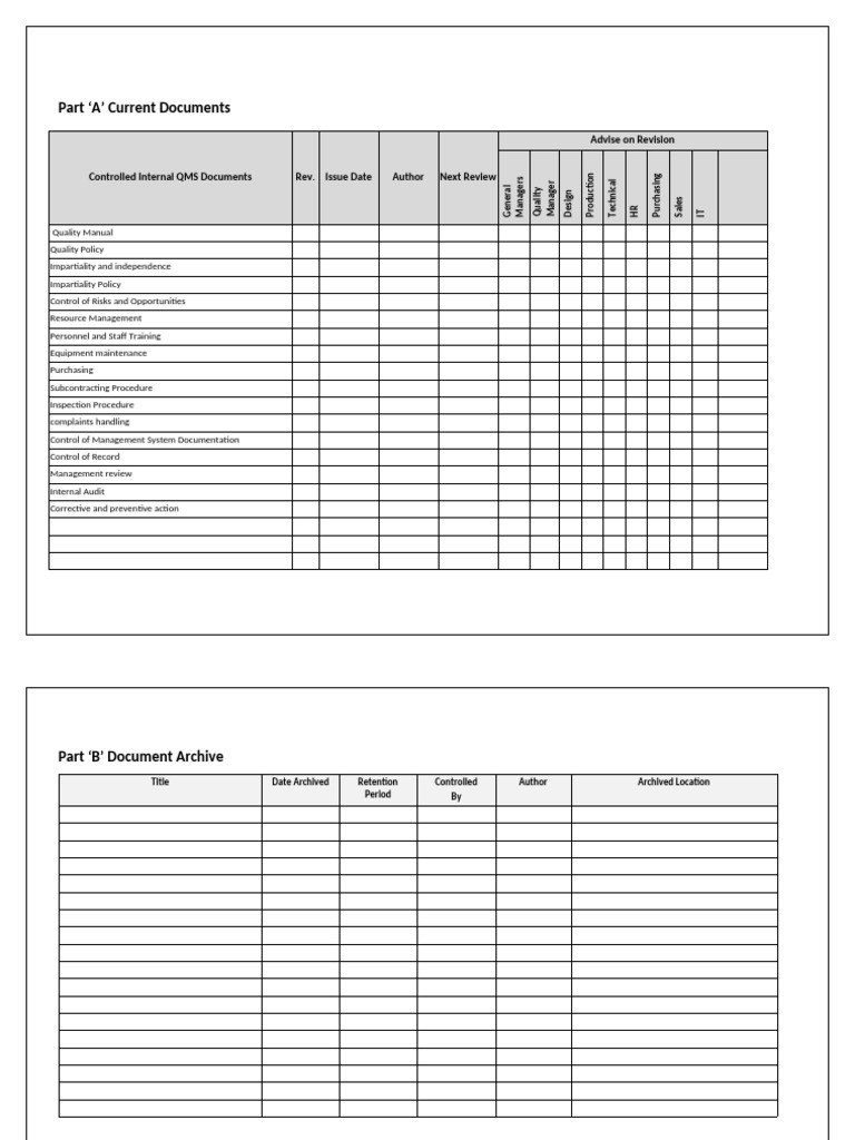 Controlled Qms Documents Register Pdf