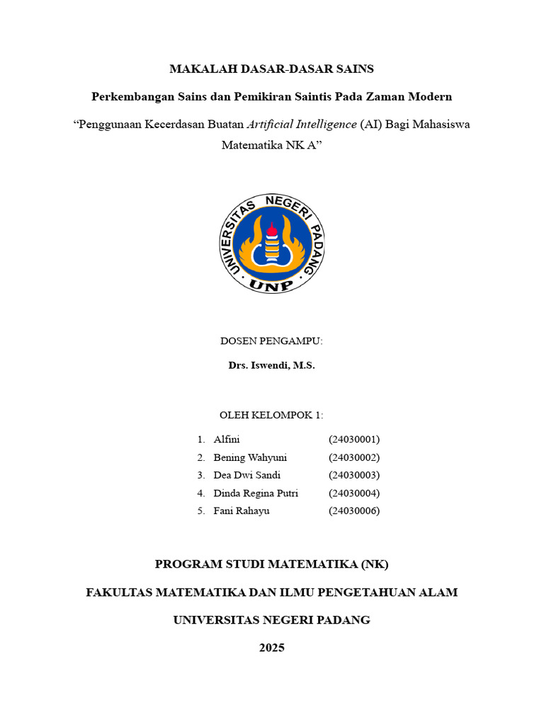 Makalah Penggunaan Artificial Intelligence (AI) | PDF