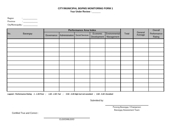 City BGPMS Monitoring Form 1 | PDF