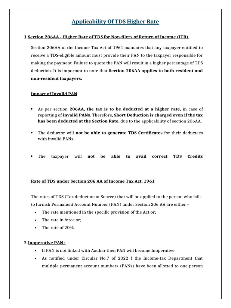 TDS Higher Rate Applicabilty | PDF | Taxes | Income Tax