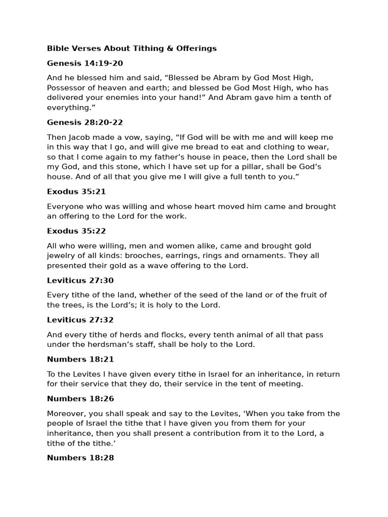 Bible Verses About Tithing | PDF | Tithe | Bible