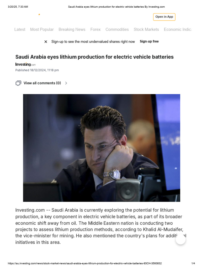 Saudi Arabia's Lithium Production Plans | PDF | Lithium | Cryptocurrency