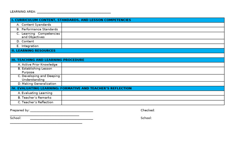 Lesson Plan Template English | PDF